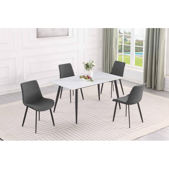 Lounge Around. 56" Rectangular Matte White Black Marbleized Dining Table