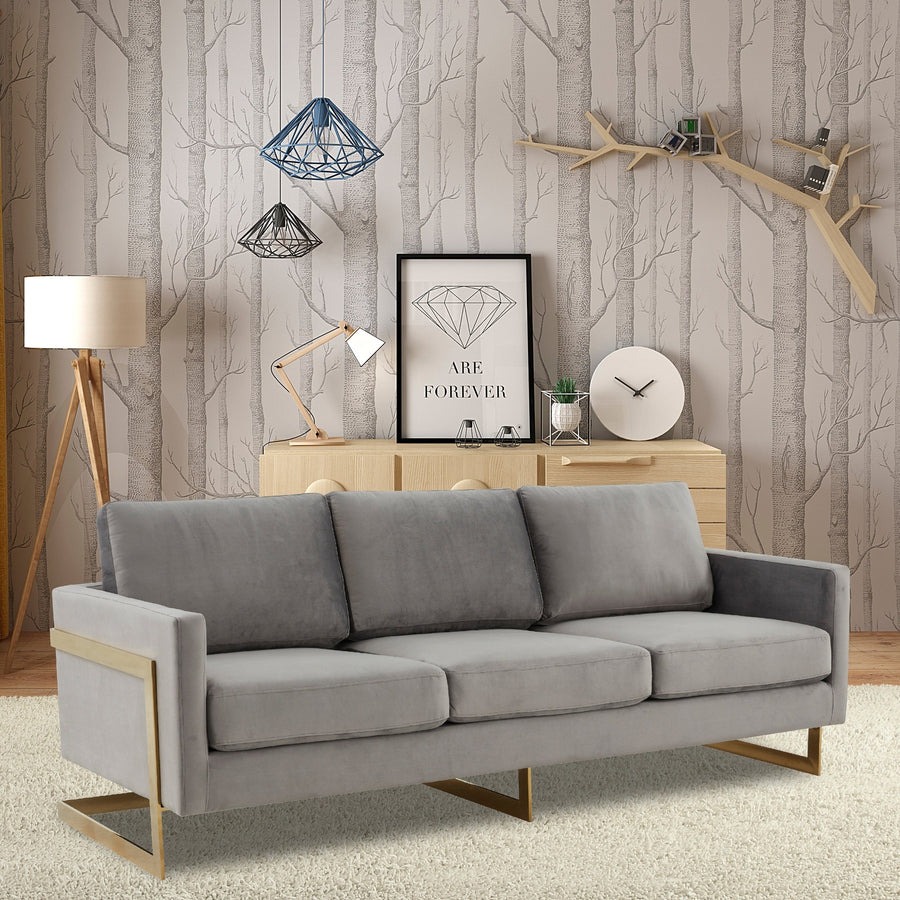 Lounge Around. Gold Frame Velvet Full Size Sofa