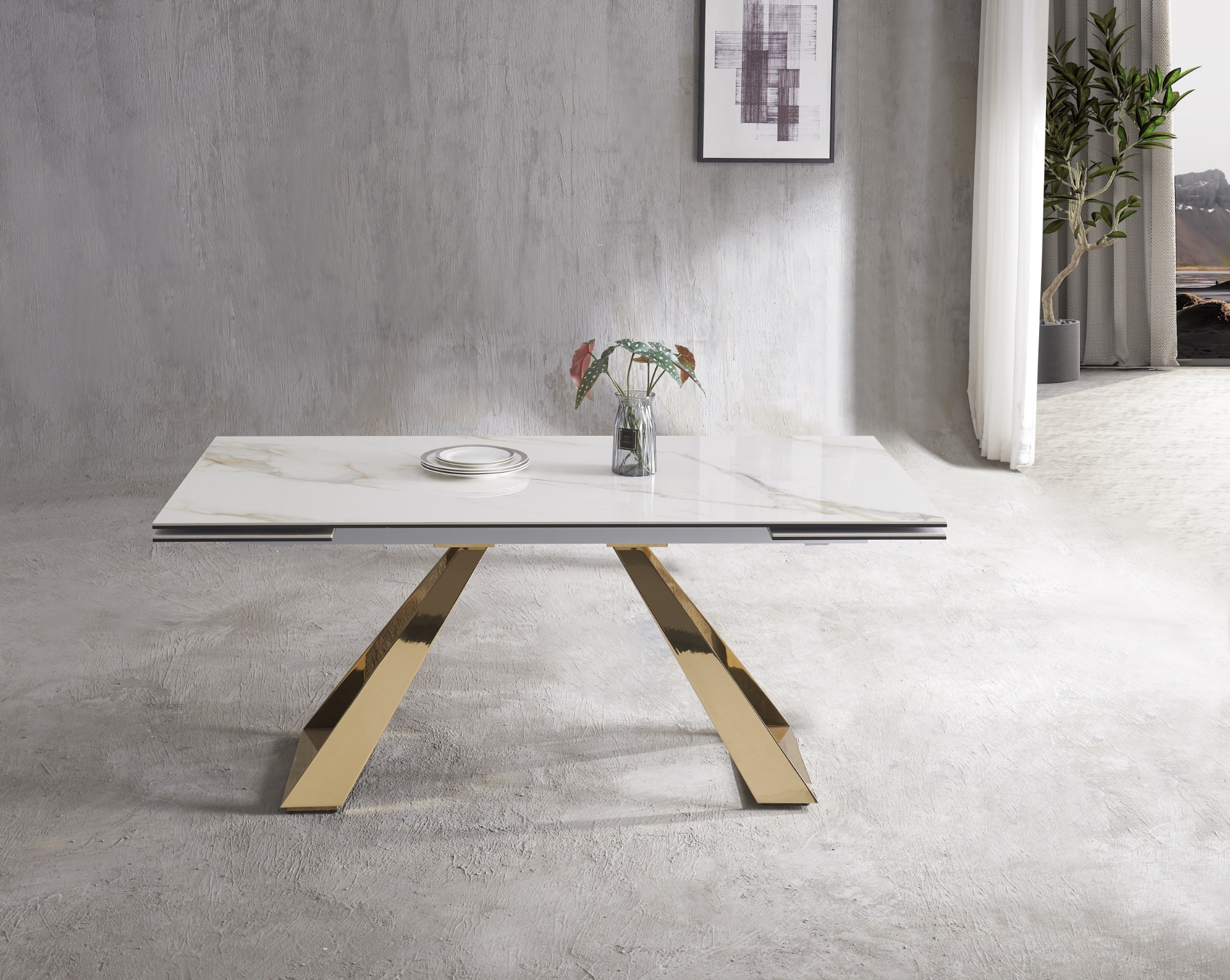 Lounge Around. 71-103" Glossy White Extension Dining Table