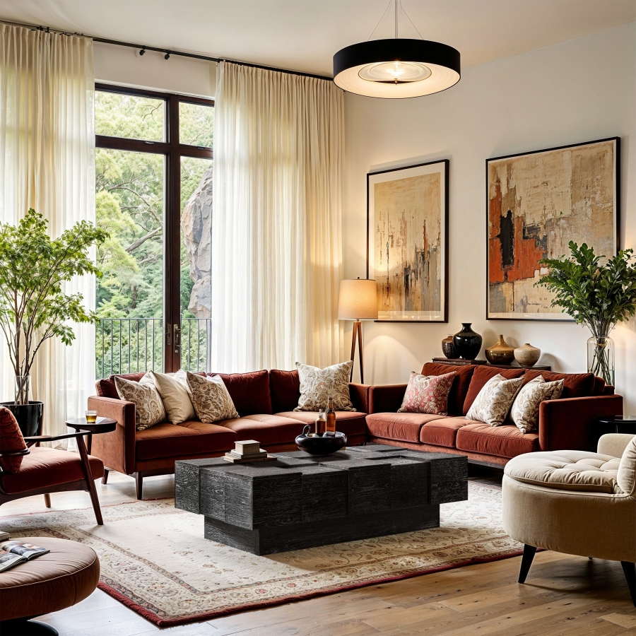 Lounge Around. 52" Oak Veneer Multi Level Coffee Table