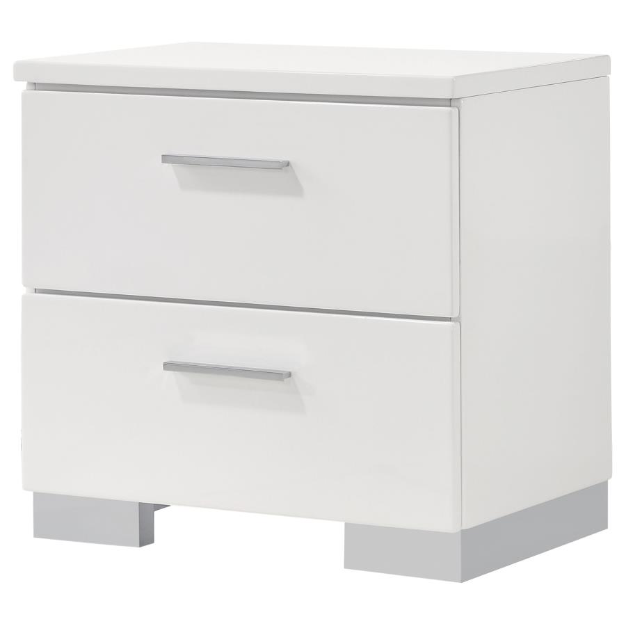 Lounge Around. 2-drawer Nightstand White High Gloss