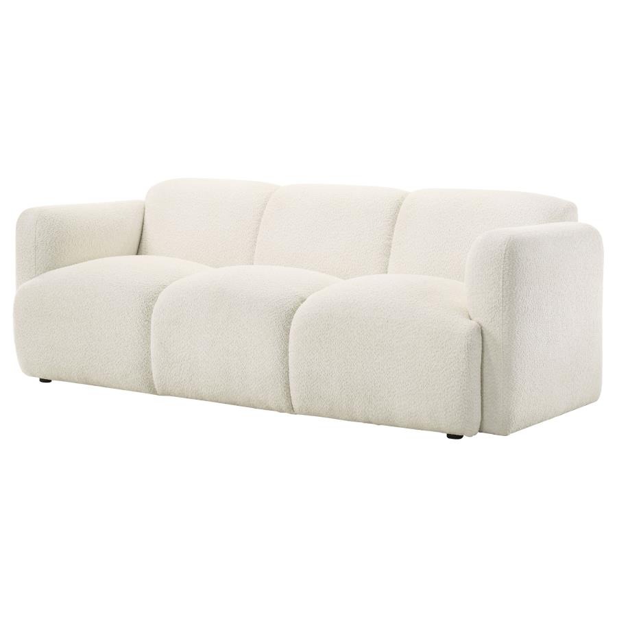 Lounge Around. Upholstered White Round Track Arm Sofa