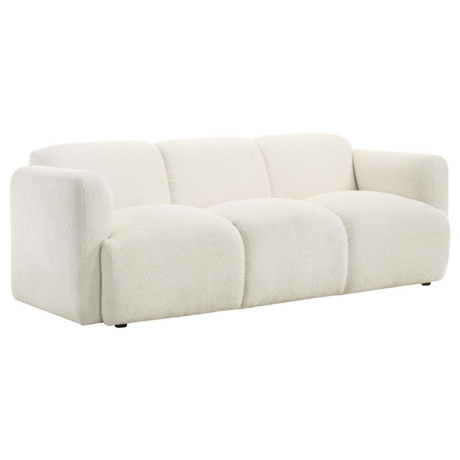 Lounge Around. Upholstered White Round Track Arm Sofa