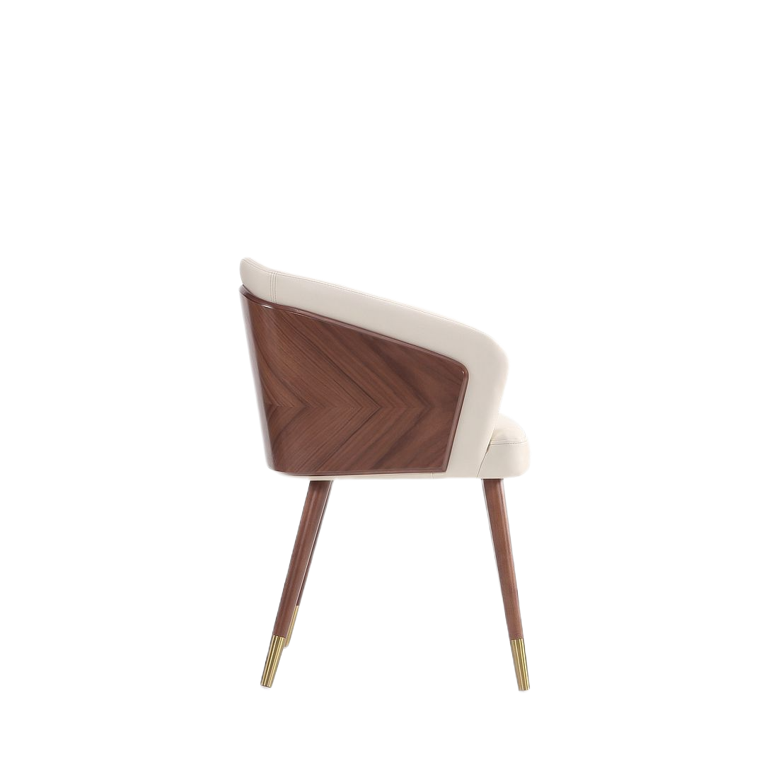 Lounge Around. Leather Dining Chair in Walnut and Cream