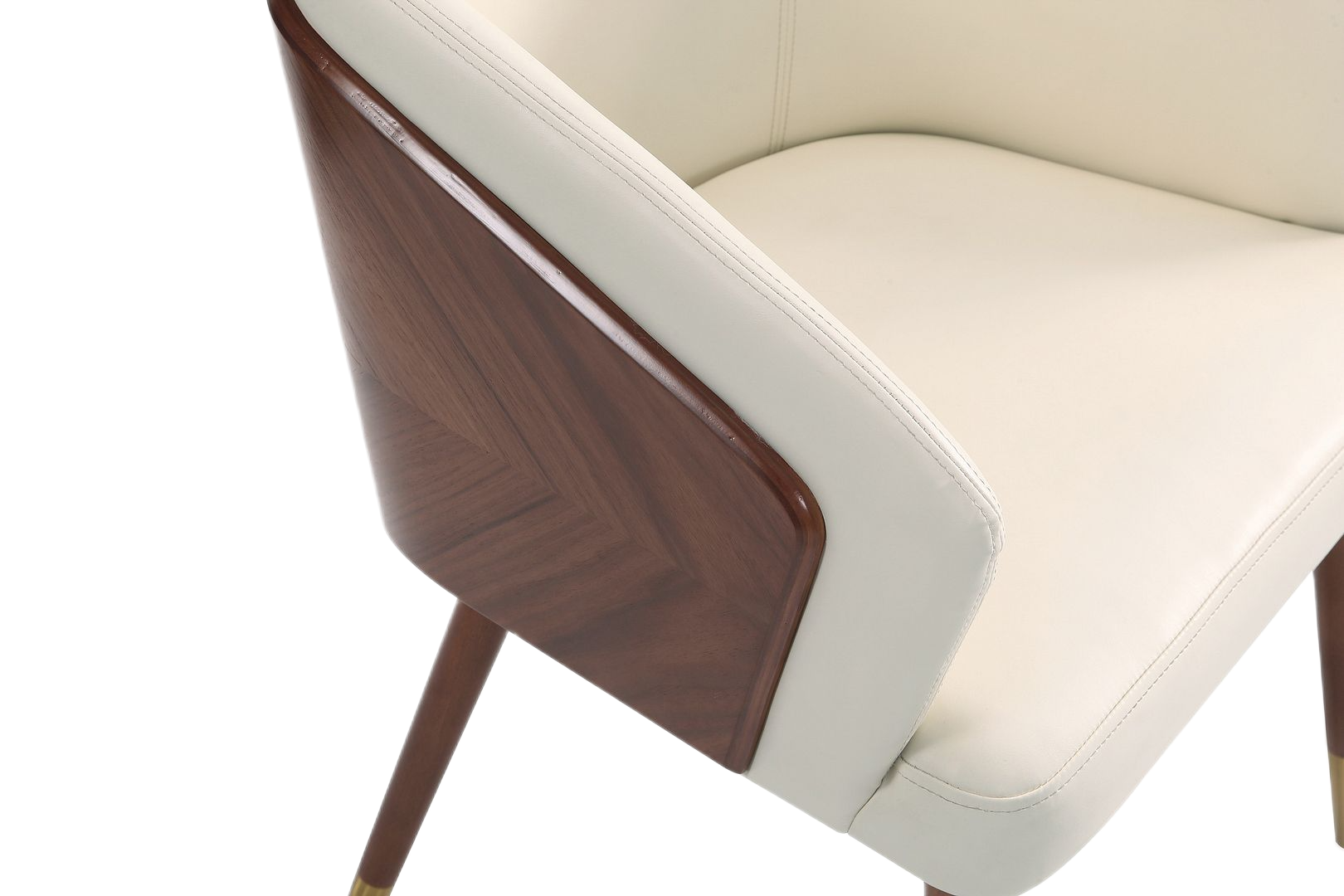Lounge Around. Leather Dining Chair in Walnut and Cream